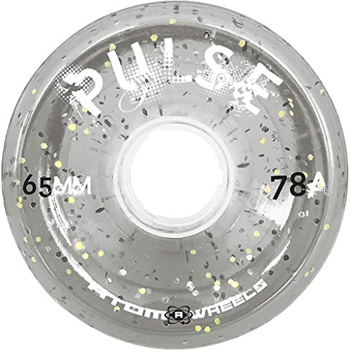 Atom Skates Pulse Outdoor Quad Roller Wheels 78A, Clear Glitter, Set of 8, 65mm x 37mm