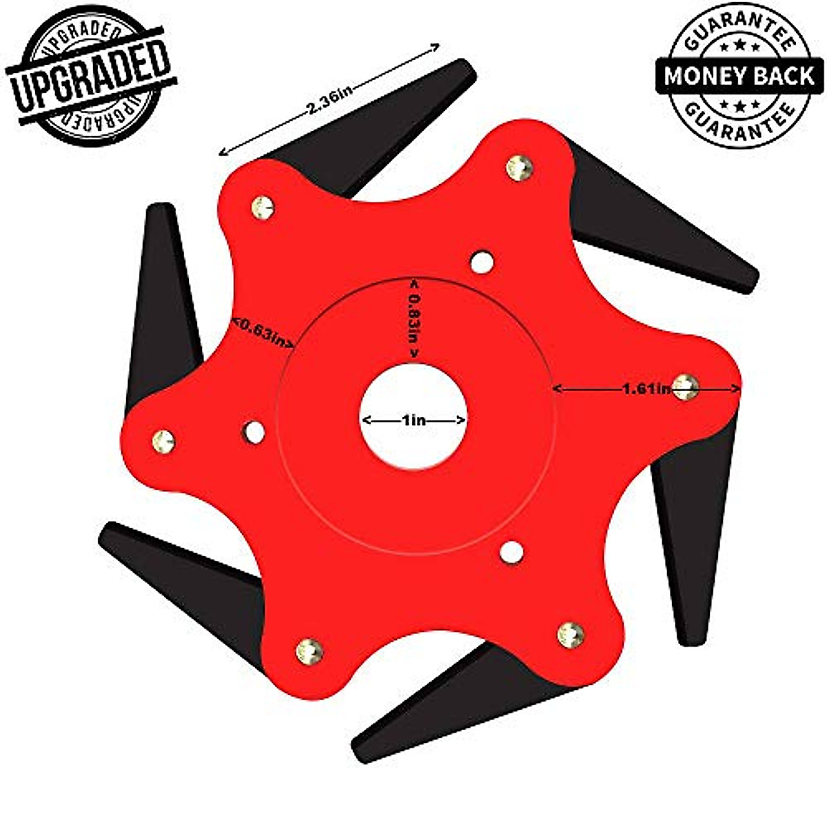 OXT Steel Trimmer Head, Premium 6 Steel Razors Trimmer Head, Upgraded Universal Weed Eater Blades Metal, 65Mn Professional Steel Razor Trimmer Head (Red)