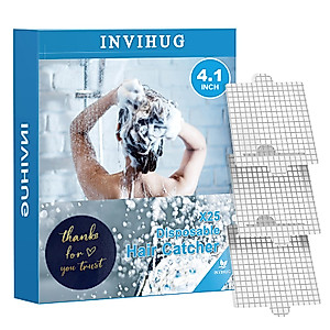 INVIHUG 25 Pack, Disposable Shower Drain Hair Catcher Mesh Stickers, 4.1 inch Hair Catchers for Shower