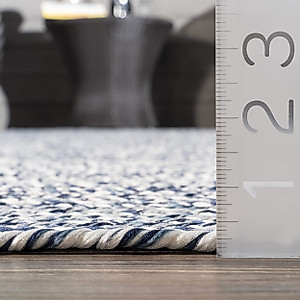 nuLOOM Wynn Braided Indoor/Outdoor Area Rug, 8' Round, Light Blue