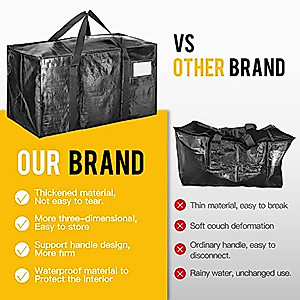 Heavy Duty Moving Bags, Extra Large Storage Totes for Space Saving, Carrying Handles and Marking Card Pocket for Moving, Organizer, Camping and Travel 94L (8 Pack)