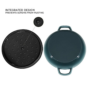 Flavehc Braiser Enameled Cast Iron Braiser 2.25 qt Braiser Pan with Lid Slateblue Shallow Cast Iron Casserole Braiser Pan with Handels