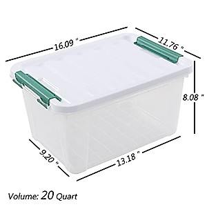 Pekky 20 Quart Clear Storage Bin with Lid, 6 Pack Plastic Latching Container Box