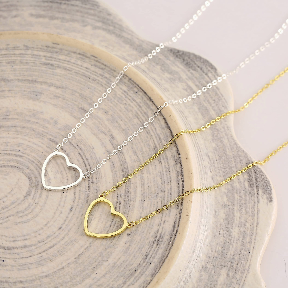 LEXODY Dainty Heart Necklace Tiny Heart Pendant Choker Necklaces Small 14k Gold Plated Cute Open Heart Chain Necklace for Women Minimalist Jewelry Necklace for Women
