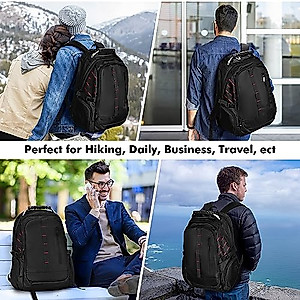 Lekakii Travel Laptop Backpack for Men, Extra Large Waterproof Backpack for Traveling On Airplane, 17.3 Inch Business Computer Bag Black Backpack 45L