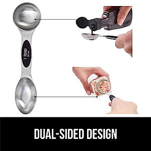 Gorilla Grip Magnetic Measuring Spoons 8 Piece Set, Stainless Steel Metal Cups, Dual Sided Nesting Design, Metric and US, Precise Teaspoon Measurements, Baking and Cooking Supplies, Gifts, Black