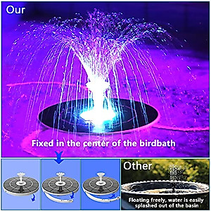 AISITIN 5.5W LED Solar Fountain Pump with LED Light, New Upgraded 3000mAh Storage Battery with 16 Nozzles Solar Bird Bath Fountains for Garden, Bird Bath, Pond, Swimming Pool