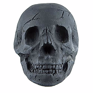Myard Fireproof Imitated Human Fire Pit Skull Gas Log for NG, LP Wood Fireplace, Firepit, Campfire, Halloween Decor, BBQ (Black - Adult, One Piece)