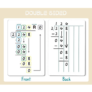 Set of Dry Erase Multiplication and Division Practice White Board, 8" x 12" 2-Digits Mathematics Board with a 4" x 2.5" Multiplication Chart Board for Kids Students, Classroom and Home.