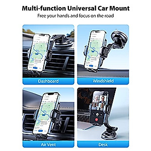 VICSEED Universal Car Phone Holder Mount [Ultimate Silicone Protection] Long Arm Suction Cup Phone Mount for Car Dashboard Windshield Vent Hands Free Cell Phone Holder Car Compatible with All Phones