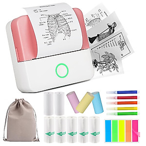 HBCX Mini Sticker Printer, Inkless Thermal Printer, Mini Pocket Bluetooth Printer for Kids Adult, Sticker Maker Machine Receipt Printer Portable Small Printer for Photo, Memo, Work (Pink)