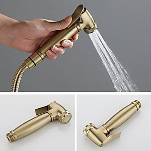 BINCAVIDOU Hand Held Toilet Bidet Sprayer Hand Bidet Sprayer for Toilet Bidet Toilet Sprayer Jet Kit Pressurized Flush All Copper,D, Brushed Gold