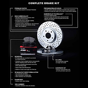 R1 Concepts Rear Brakes and Rotors Kit |Rear Brake Pads| Brake Rotors and Pads| Optimum OEp Brake Pads and Rotors |Hardware Kit|fits 2012-2022 Subaru Crosstrek, Forester, Impreza, XV Crosstrek