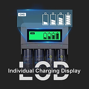 Deleepow Rechargeable AA Batteries with Charger, 3400mWh 1.5V, 2H Fast Charge Long Lasting for Household, Cordless Phones, Remote Controls, Electronics, 4 Packs