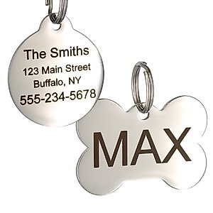 BetterPaw Stainless Steel Pet Tag for Dogs and Cats, Small and Large Personalized ID Tags Laser Engraved for Pets (Small, Circle)