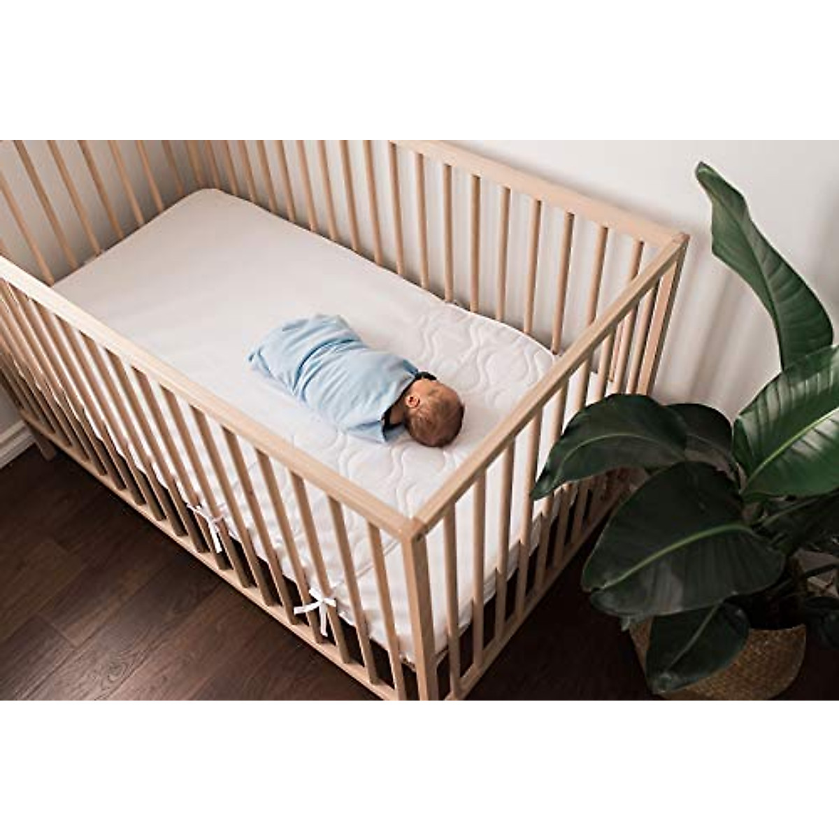 SheetWorld Crib Bib Sheet Saver, Soft Cotton, 4 Secure Ties, Solid White, Made in USA