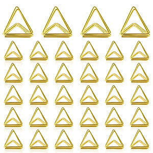 60 Pieces Table Number Holder Place Card Holder Christmas Party Wedding Triangle Shape Table Card Holder Photo Picture Holder Stand Clip for Wedding Baby Shower, Suitable for Small Card(Gold)