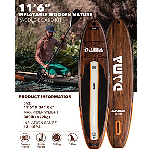 DAMA Inflatable Stand Up Paddle Board 11‘6“*34”*6 Wide Sup W/Accessories | Pump, Lightweight 4 pcs Kayak Paddle Floating, Fishing Board，Surfing Board