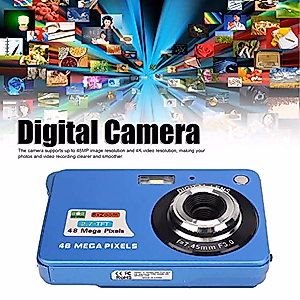 Jopwkuin Digital Camera, Built in Fill Light 2.7in LCD 4K Vlogging Camera Portable for Shooting(Blue)