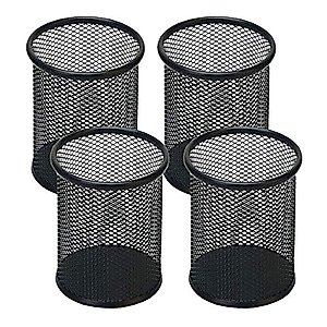 SNOW COOLER Pen Holder Mesh Pencil Holder Metal Pen Holder Pencil Holder for Desk Office Pen Organizer Black, 4 Pack