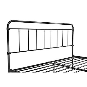 DHP Winston Metal Platform Bed with Rustic Design and Curved Edge Headboard and Footboard, Adjustable Base Height for Underbed Storage, No Box Spring Needed, King, Black