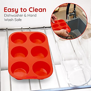 Silicone Texas Muffin Pans and Cupcake Maker, 6 Cup Large, Set of 2, Professional Use