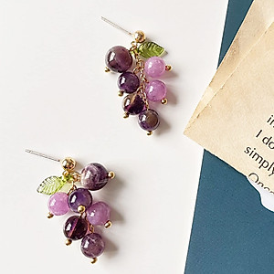 Earring, 1 Pair Vivid Charming Dangle Earrings Alloy Lovely Fruit Grape Drop Stud Earrings Jewelry Acessories Drop Earrings for Dating (Colour Name : B) (B b)