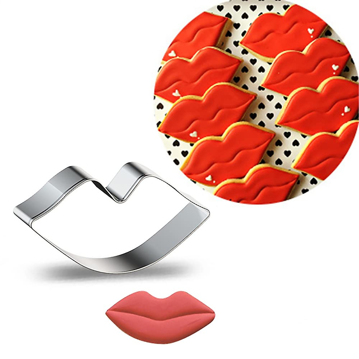 Valentine's Day Heart Cookie Cutter Set, 8 Piece Stainless Heart Shaped Cookie Cutter Biscuit Molds Cookie Cutters for Baking Heart, Lips, Heart with Arrow, Double Heart, Love, Cupid, Heart wings