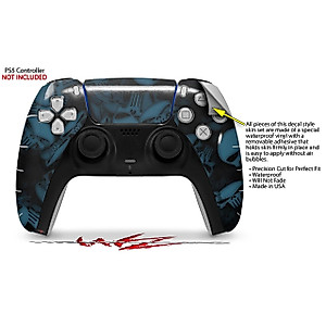WraptorSkinz Skin Wrap compatible with Sony PS5 DualSense Controller Skulls Confetti Blue (CONTROLLER NOT INCLUDED)