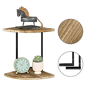 NEX Corner Floating Shelves, 2-Tier Corner Shelf Wall Mount Small Round End Shelves for Bedroom, Living Room, Nursery