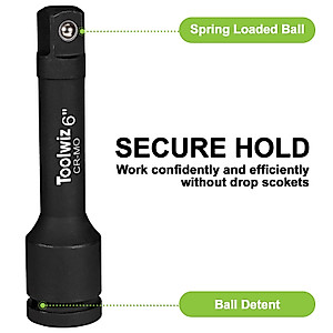 Toolwiz 3/4” Drive Impact Extension Bar 4”, 6”, 10” (3 Piece) Cr-Mo Steel, Expand the Range of Impact Drivers, Organized in PVC Box - Black 3/4 Drive Impact Socket Set 3/4 drive socket set