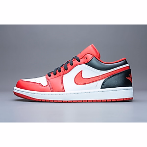 Nike Men's Air Jordan 1 Low Shoes, White Black Red, 10