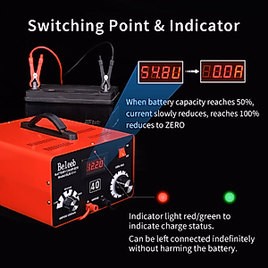 Beleeb C40 Adjustable Battery Charger 12V 24V 36V 48V 60V 72V, 16A Pulses of High-voltage Battery Desulfator Maintainer with Smart Chip for Lead-acid LiFePO4 Lithium Batteries BLB-C40