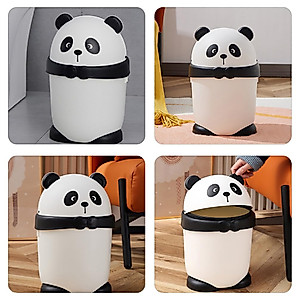 MAGICLULU Mini Trash Can, Cute Panda Garbage Can with Lid Countertop Wastebasket Table Garbage Lint Bin Waste Paper Container for Countertop Home Office Car