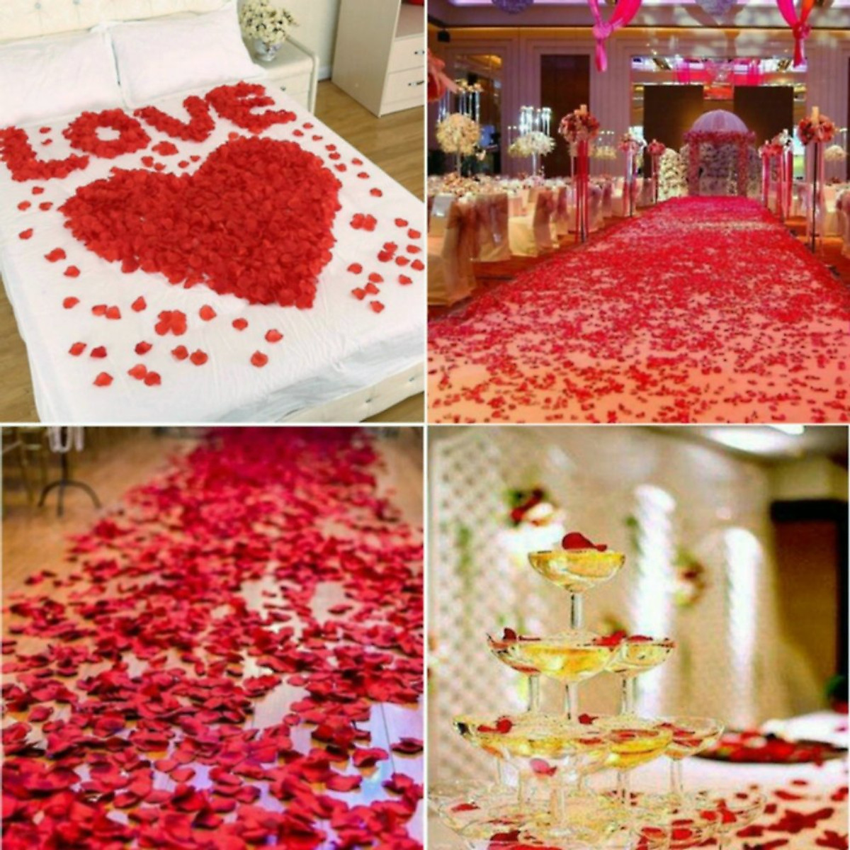 CODE FLORIST 2200 PCS Dark-Red Silk Rose Petals Wedding Flower Decoration
