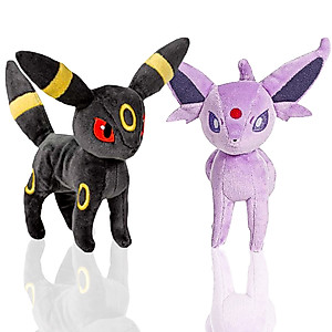 Pokemon Espeon & Umbreon Plush Toy Figures - 7" Collectible Stuffed Set (2 Pcs)