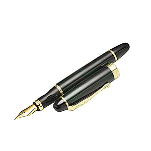 Jinhao X450 Fountain Pen Green Marble Medium Nib Size with Ink Refill Converter for Bottle Ink,Business Signature & Smooth handwriting pens