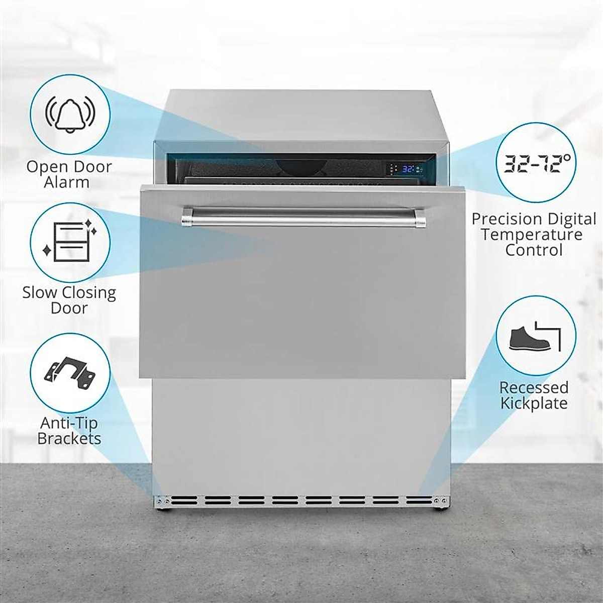 NewAir 24" Outdoor Beverage Refrigerator | Dual Drawer | Weatherproof Stainless Steel Fridge | Built-In or Freestanding Outdoor Patio Fridge For Beer, Wine, Food NCR040SS00