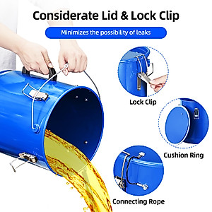 Fryer Grease Bucket, Oil Disposal Caddy, Steel Fryer Oil Transport Container with Rust-proof Coating, Grease Can with Lid & Lock Clips & Filter Bag For Cooking Oil Filtering