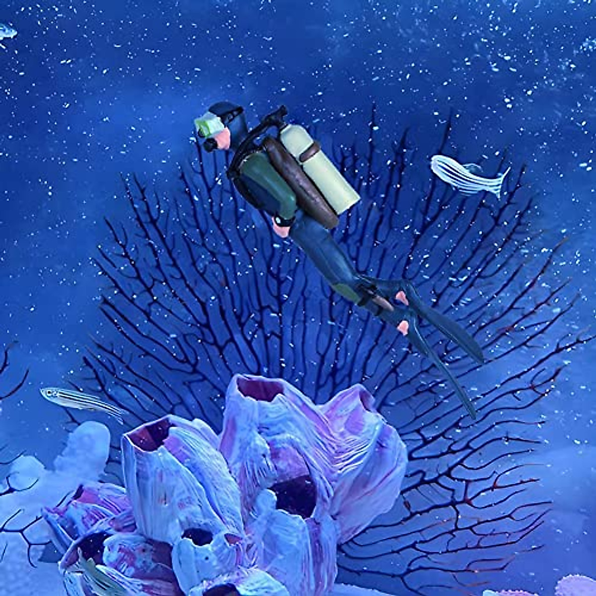 WAYUTO Fish Tank Diver Floating Ornament - Aquarium Decoration Scuba Diver Figurines Mini Swimmers Figurines for Home Decor Fish Tank Landscape Ornament Blue