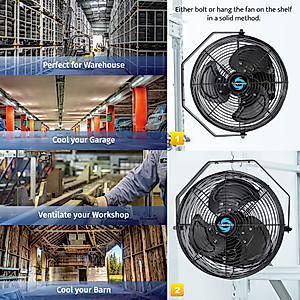 Tornado 12 Inch Outdoor Rated IPX4 Water-Resistant High Velocity Metal Industrial Wall Mount Fan For Commercial, Industrial, Residential, TEAO Motor 3 Speed 1650 CFM 6.6 FT Cord cETL Safety Listed