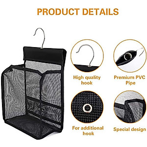 KNBG Hanging Storage Basket Toilet Toiletries Bath Basket Dormitory Cosmetics Storage Bag with Hooks for College Dorm Rooms, Gym, Swimming and Travel