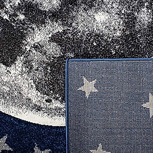 SAFAVIEH Carousel Kids Collection Accent Rug - 4' x 6', Navy & Grey, Non-Shedding & Easy Care, Ideal for High Traffic Areas for Boys & Girls in Playroom, Nursery, Bedroom (CRK135N)