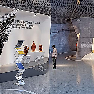 HUAZI Foldable Magazine Rack Brochure Stand Catalog Literature Rack Portable 6 Pockets with Carrying Bag for Trade Show Exhibitions Office Retail Store