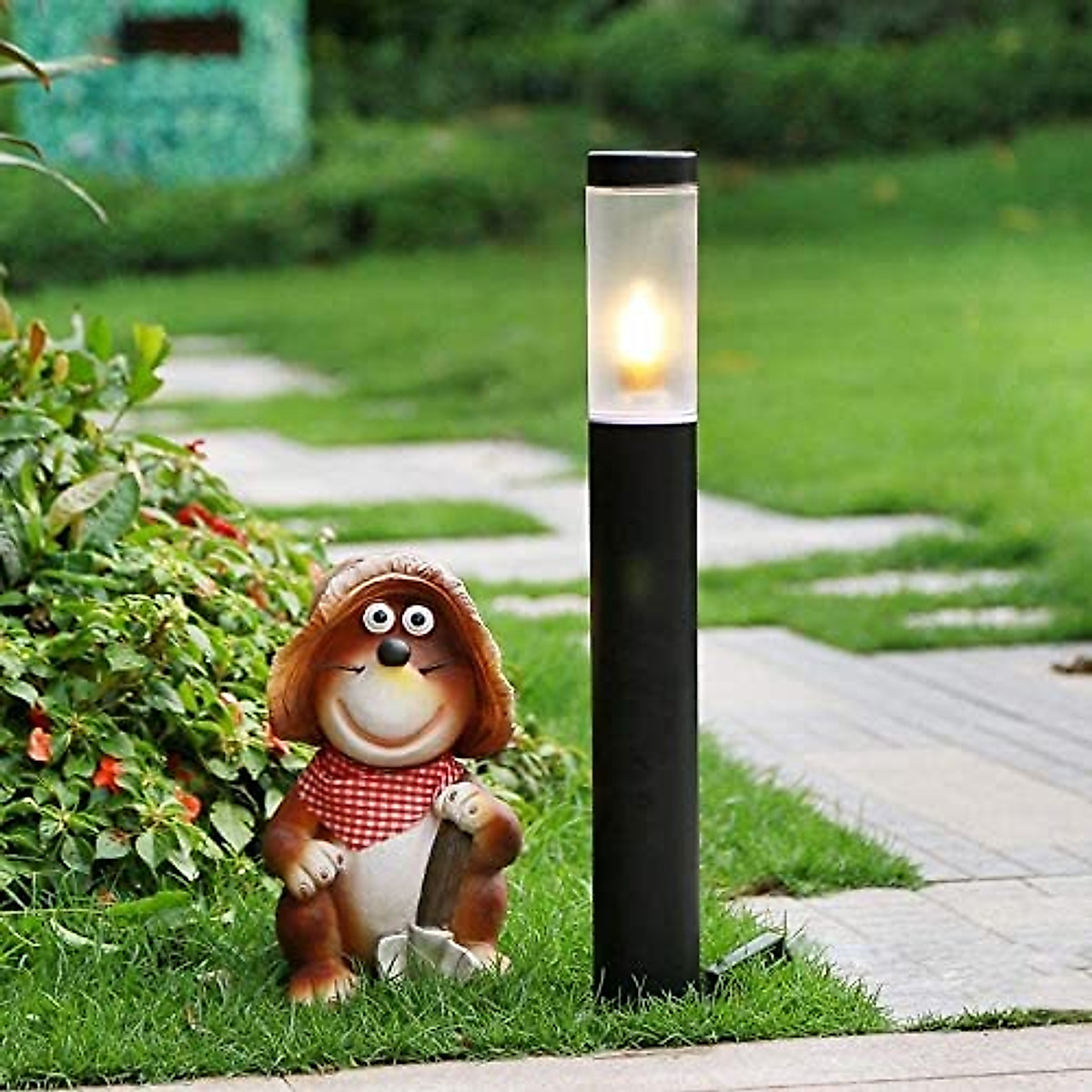 ACLBLK European E27 Column Light Stainless Steel Landscape Courtyard Fixture Exterior Rainproof Lawn Column Lamp Lantern Decorative Villa Garden Entrance High Pole Lamp Simple Home Community Street Li