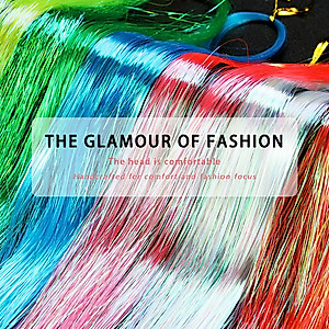 Hair Tinsel Kit 12 Colors, 2500 Strands 48 Inches Sparkling Tinsel Hair Extensions with Tool, Fairy Hair Tinsel for Birthday Halloween Christmas New Year Party