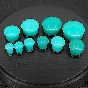 ZS Mozambique Amazonite Natural Stone Ear Plug Ear Gauge Noble Temperament Single Flare Ear Expander Tunnel (Gauge=0g(8mm))