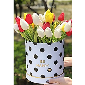 UNIKPACKAGING Premium Quality Round Flower Box, Gift Boxes for Luxury Flower and Gift Arrangements, Set of 3 pcs, with Lids, Size (S/M/L) (Be Happy)