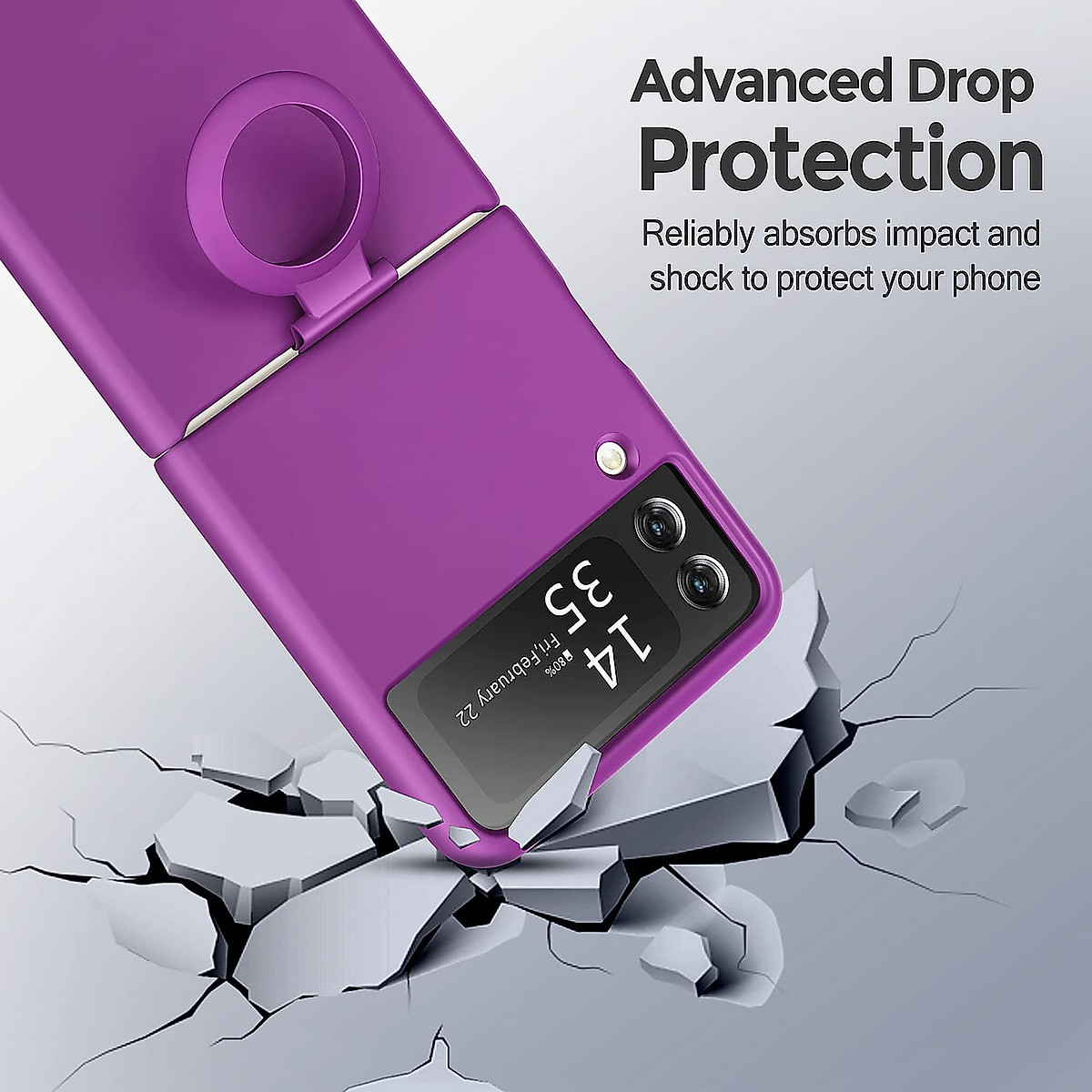 Meifei for Samsung z3 flip case,case for Galaxy z flip 3 case Silicone Dual Layer Hard Pc Soft Silicone Rubber Slim Fit Protective Phone Case for Z Flip 3 5G, Purple