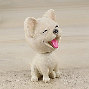 Amosfun Dashboard Nodding Heads Bobble Head French Bulldog Dog Car Dash Puppy Simulation for Car Vehicle Cake Decoration Decor Home Decorative